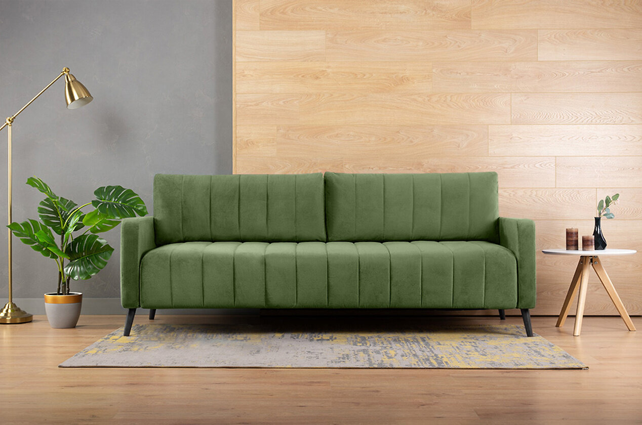 Диван-кровать раскладной Divan.ru Маркфул Velvet Olive, 217х103х86, спальное место 150х196, Велюр, оливковый