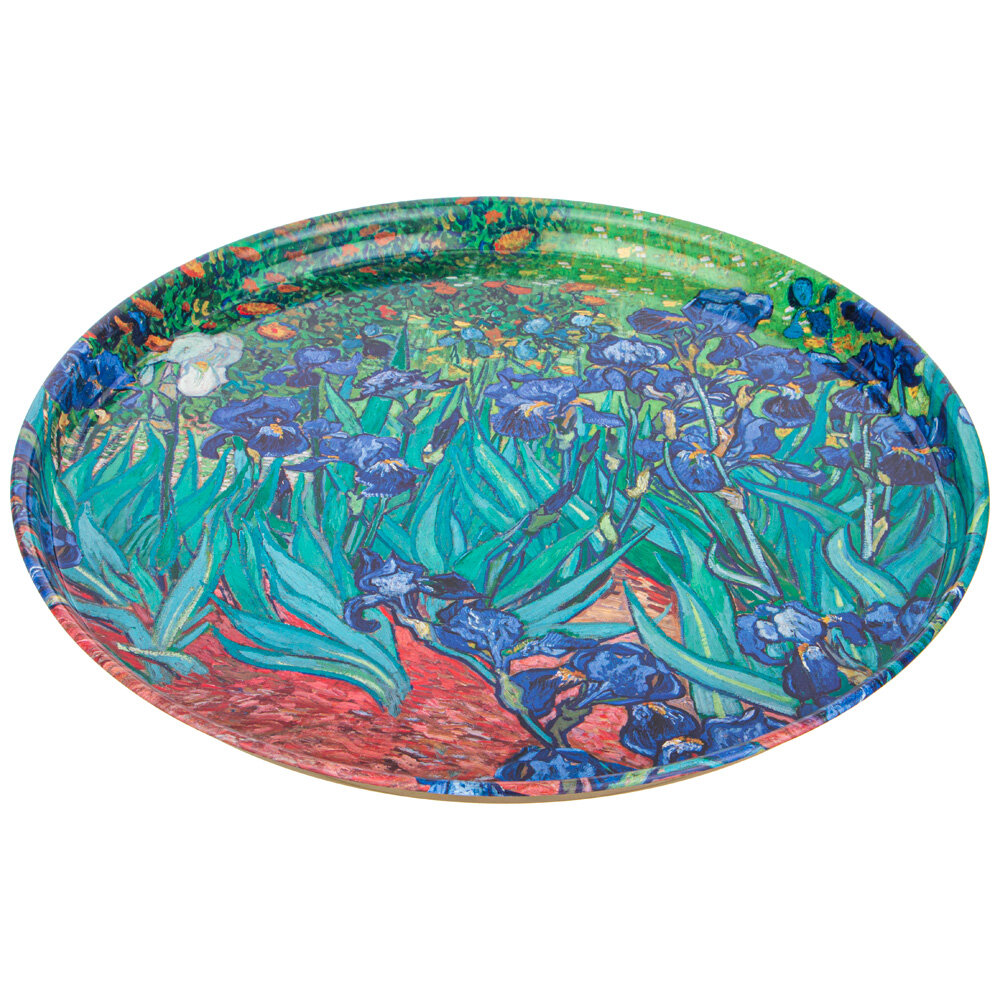 Поднос сервировочный Классика. Ирисы. AGNESS 33*2,1см, сталь окрашенная
