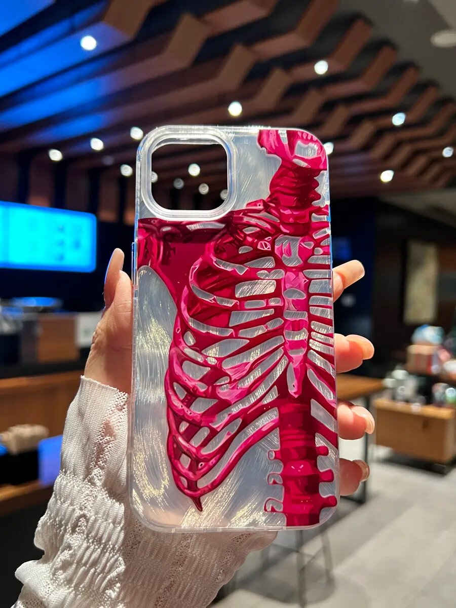 Чехол О'кейси, для iPhone 15, с принтом, накладка, серебристый/красный