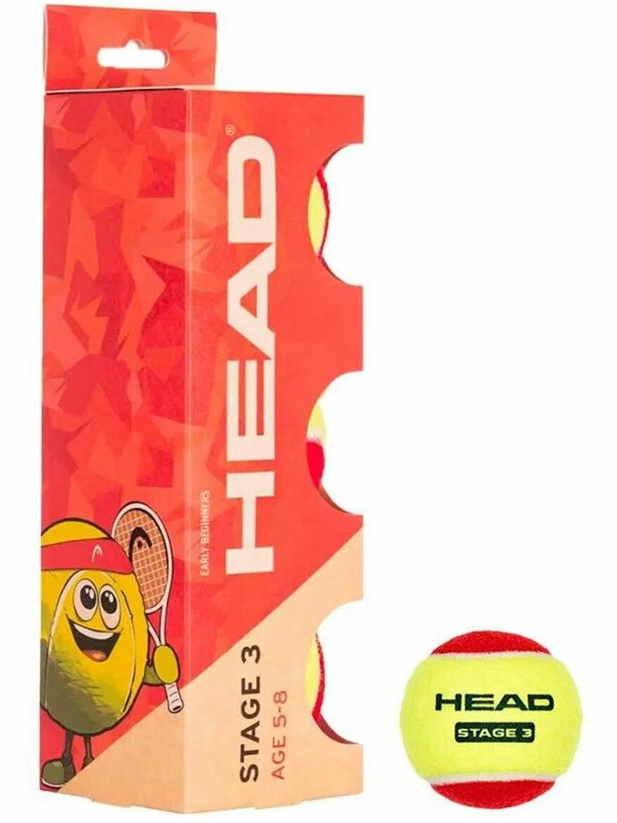 Мяч Head 3B HEAD STAGE 3 578433 Полиэстер желтый; красный