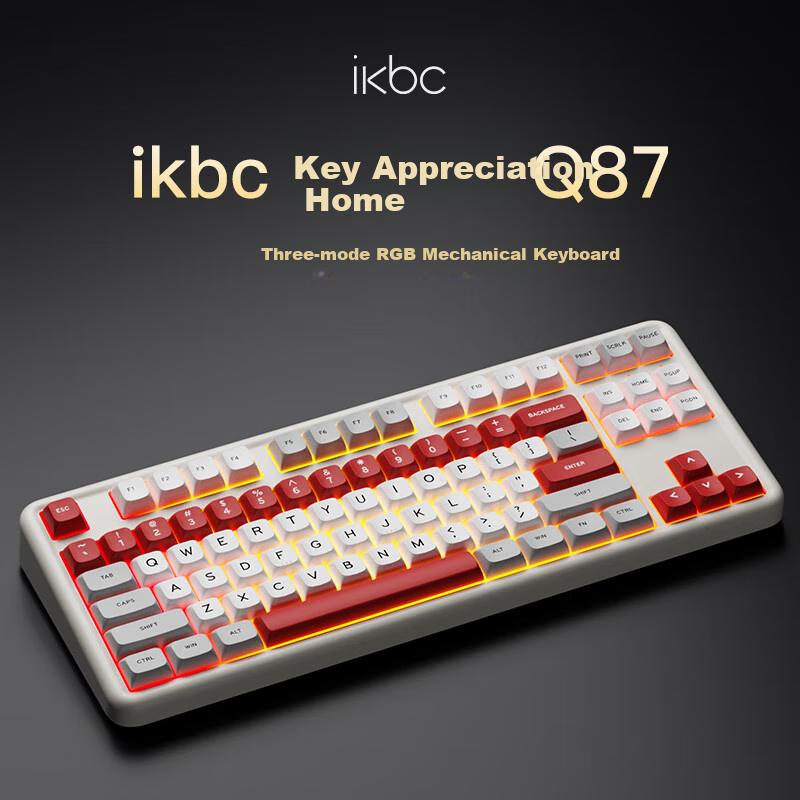 Ikbc KeyShade Wireless Mechanical Keyboard Wired Bluetooth Three Modes RGB Customization High Appearance Value Gaming E-sports Office Computer Q87 Hawthorn Red