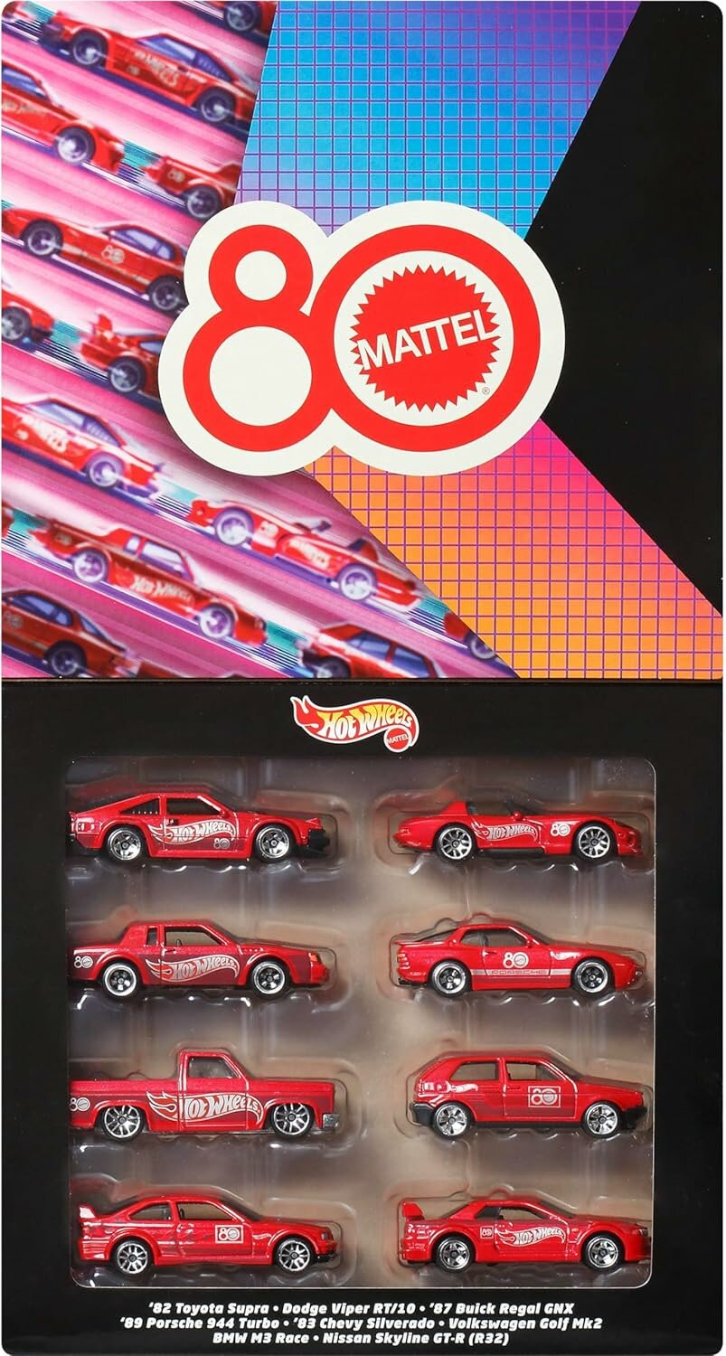 Набор Mattel Hot Wheels Silver Series из 8-мимашинок 80 лет JGK09