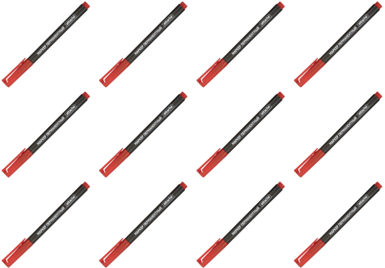 Маркер перманентный Выбор есть (Attache) красный (толщина линии 1 мм) круглый наконечник, 12 уп