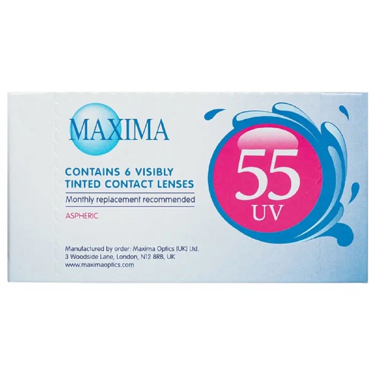 Контактные линзы Maxima 55 UV, 6 шт, R 8.6, D -4.00, 1 месяц, прозрачные