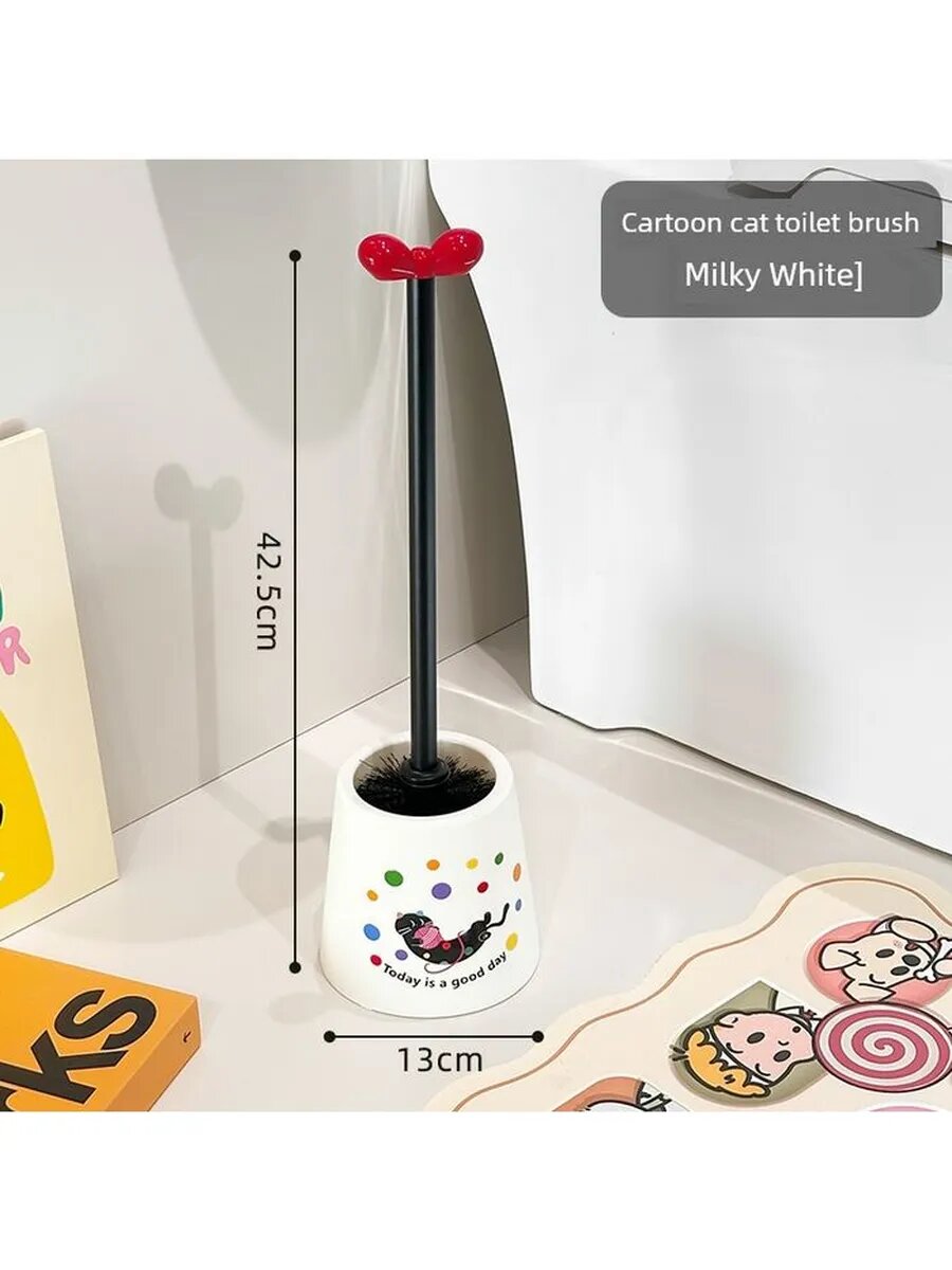 Щетка для унитаза с котом (белая — 360° чистка)