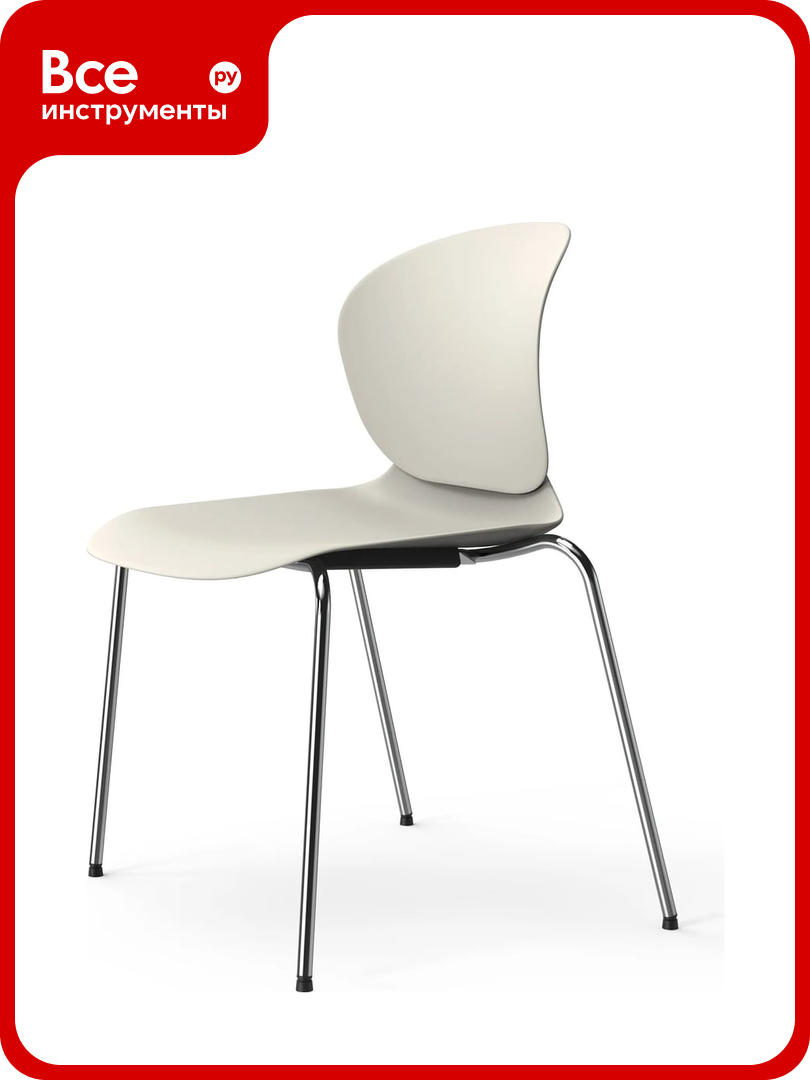 Стул "Фотон" синнабон, белый/хром, полукруглая спинка, фигурное сиденье, максимальная нагрузка 150 кг, идеален для дома