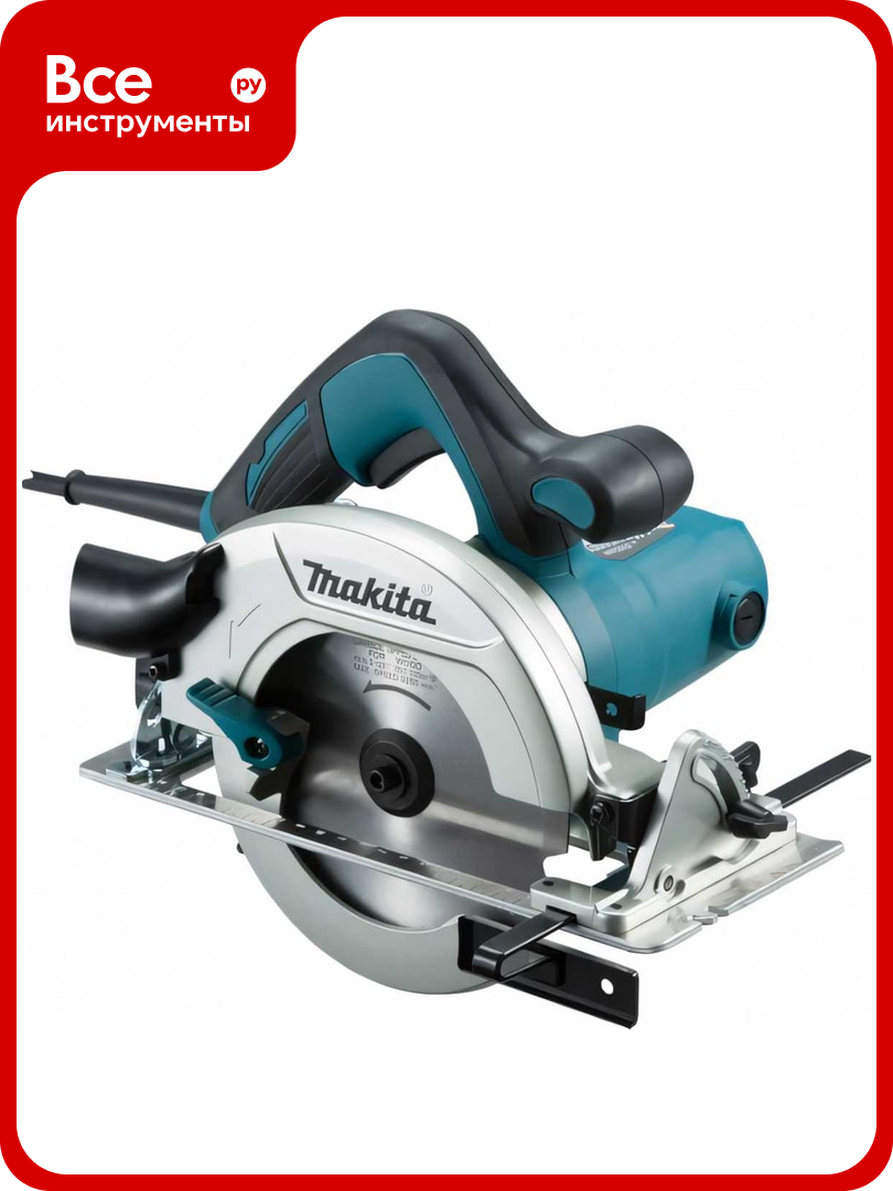 Дисковая пила Makita HS6601J щеточный двигатель, с диском стандартного размера, пылесосный патрубок, под направляющую