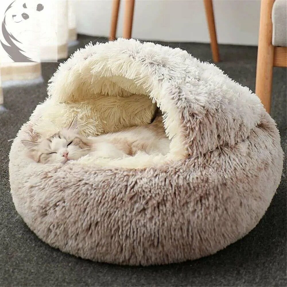 Закрытая лежанка домик для кошек S 40 см (внутри - МЕХ) / лежанка сплюшка для сфинкса