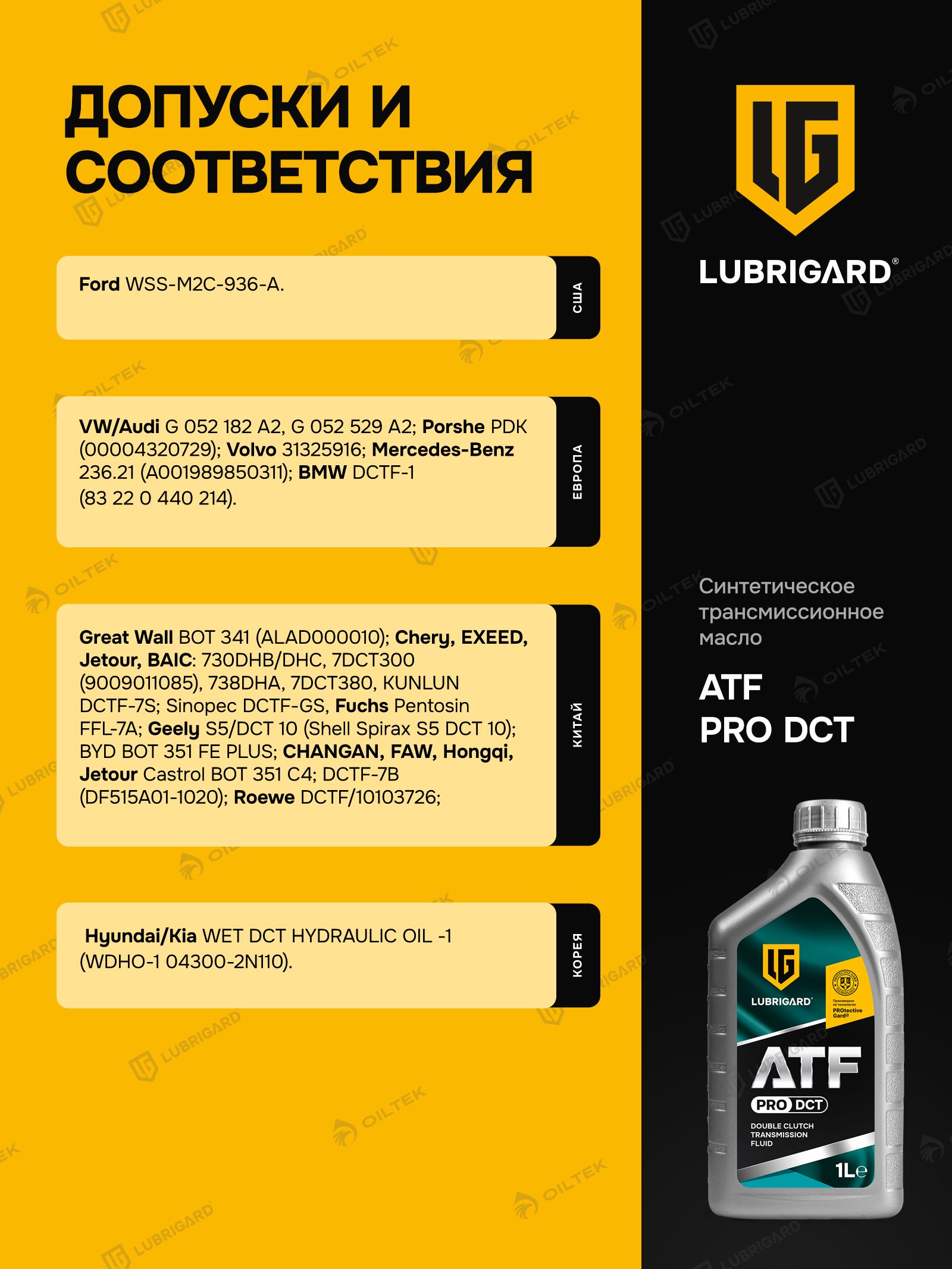 Масло трансмиссионное для АКПП LUBRIGARD ATF PRO DCT, 1 литр (Лубригард)