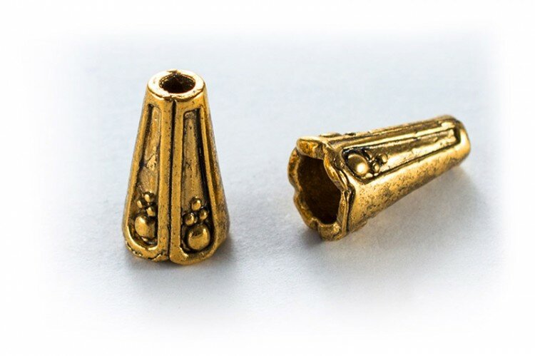 Концевик 13х8мм, внутренний диаметр 6мм, отверстие 1,5мм, цвет античное золото, сплав металлов, 01-224, 2шт