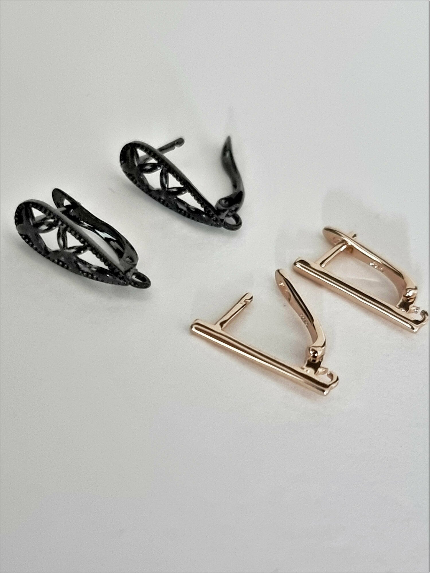 Швензы с английским замком. Золотой и черный родий. 4шт.