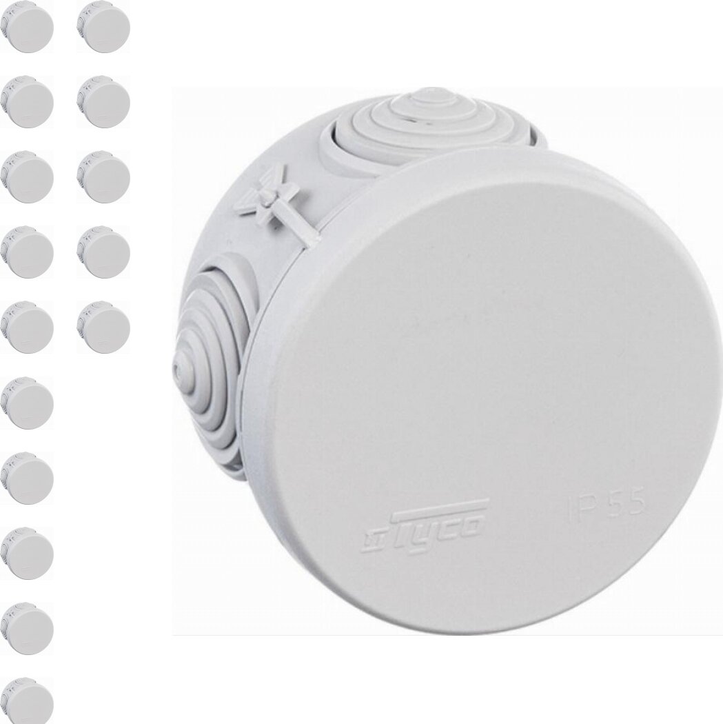 Коробка распределительная Tyco 60x40 круглая 4 ввода для открытого монтажа IP55 (комплект из 15 шт.)