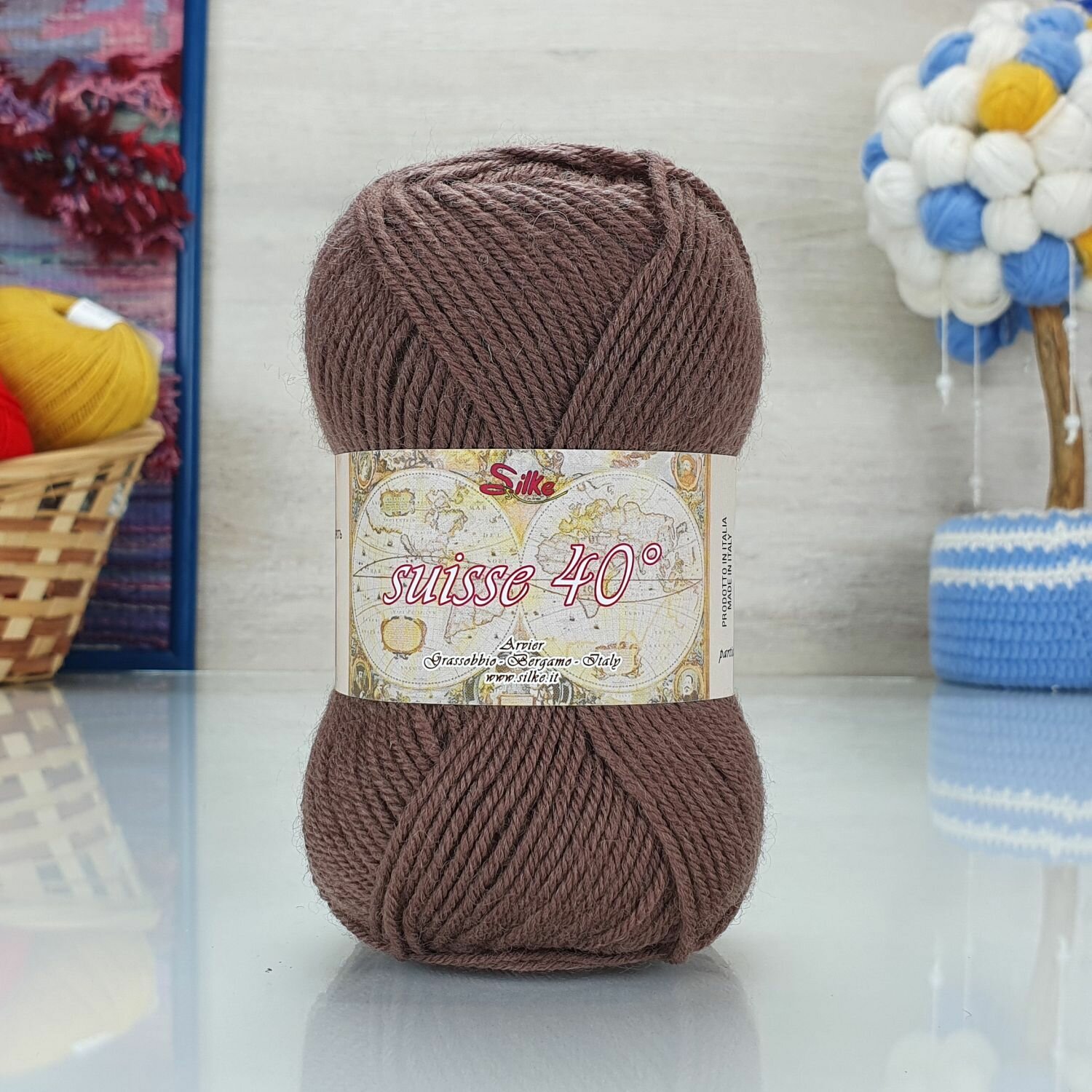 Пряжа Suisse (Silke), какао - 108, 70% шерсть, 30% полиамид, 2 мотка, 50 г, 150 м.