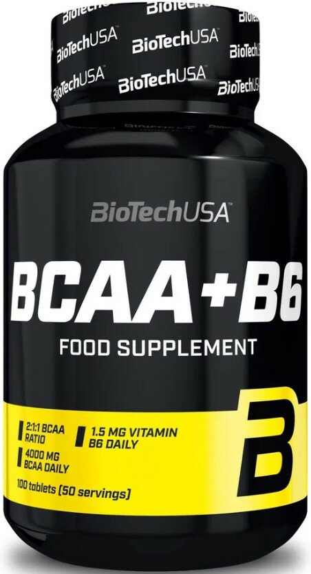 BioTech BCAA + B6 100 tabs, Аминокислота БЦА, ВСАА + Витамин Б6, 100 таблеток