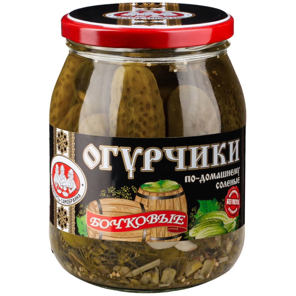 Огурцы соленые скатерть-самобранка По-домашнему бочковые, 720мл x 3 упаковки
