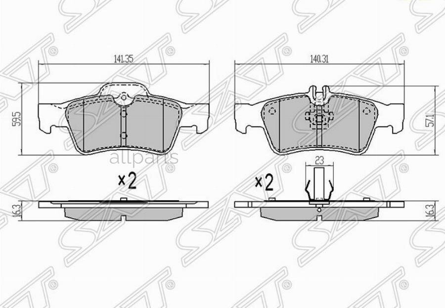 SAT ST-A0004230230 Колодки тормозные (Сзади) Mercedes-Benz E-Class 02-17 / S-Class 98-13