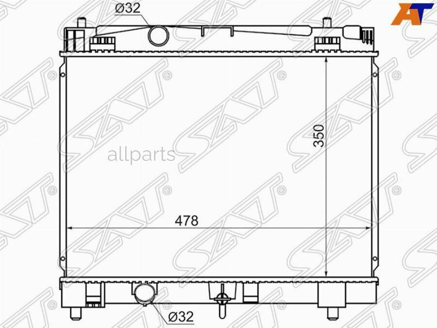 SAT TY000W90-1KR Радиатор Toyota Ractis 05-10 / Vitz 05-20 / Belta 05-12 / Yaris 05-20
