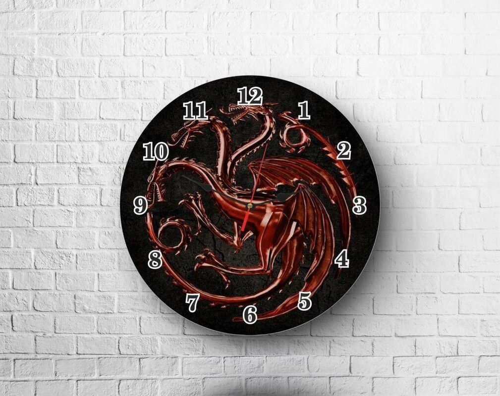 Часы настенные GOODbrelok круглые 20 см принт "Дом Дракона, House of the Dragon" - 0009