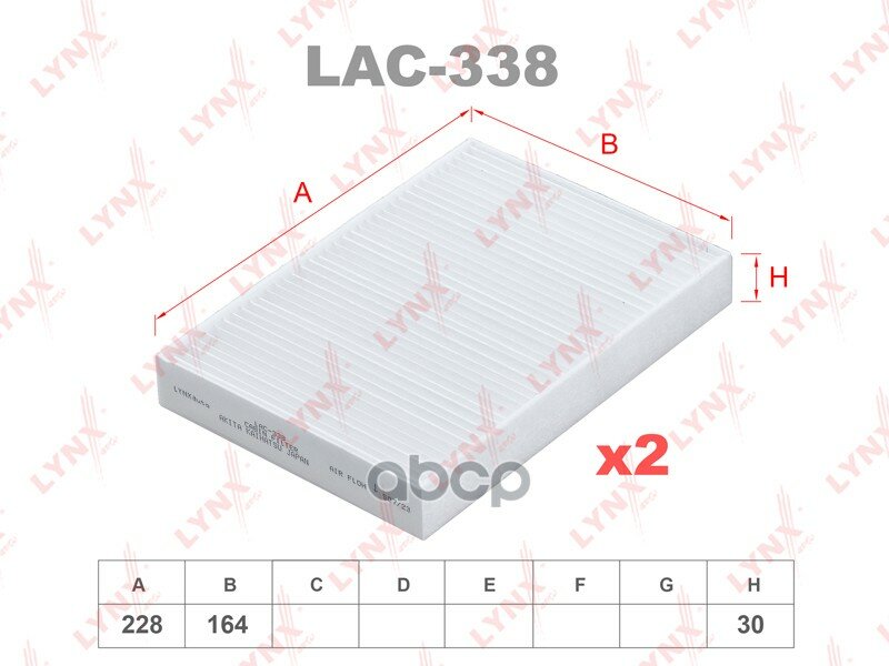 Фильтр салонный BMW 5(G30-G31) 16> / 6(G32) 17> / 7(G11-G12) 15> / X5(G05) 18> / X6(G06) 19> / X7(G0 LYNXauto арт. lac-338