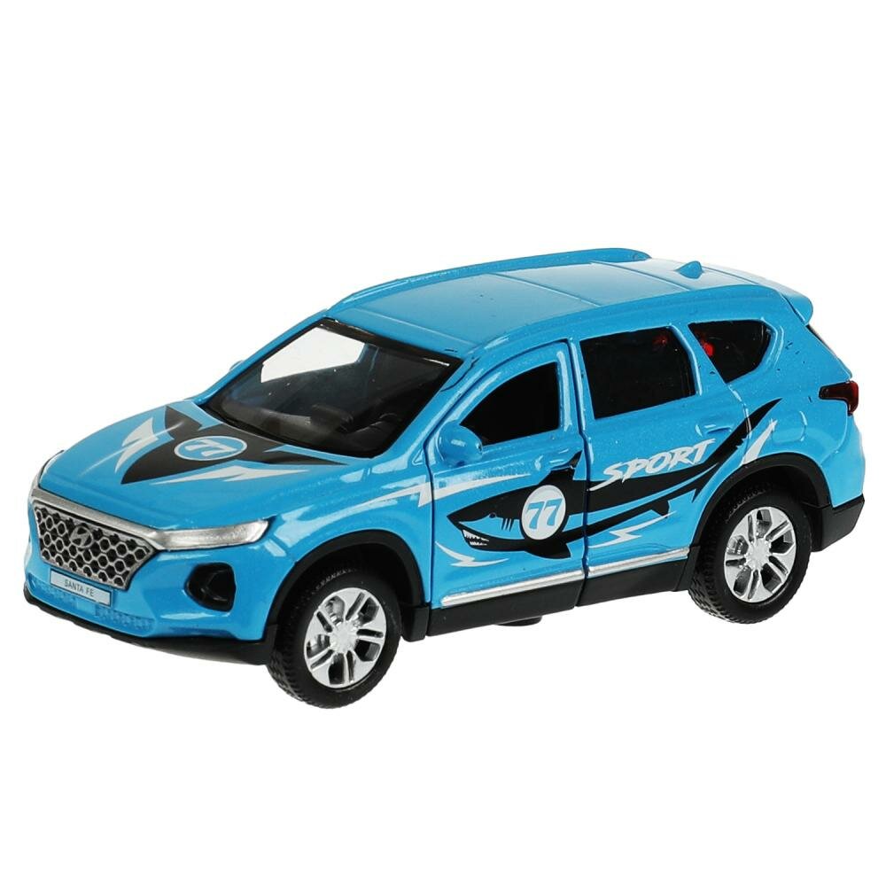 Машина металл Hyundai Santafe Sport голубой, 12 см, откр. двери и багажник, инерц.