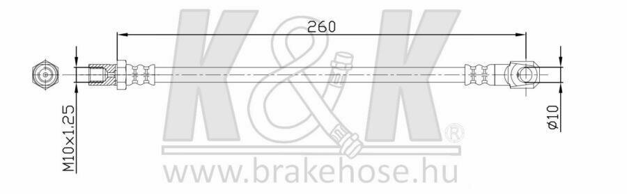 K&K FT2820 Шланг тормозной LADA VAZ-2101-VAZ-2109 1200-1600 01.70-.