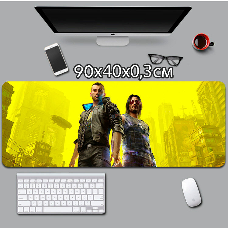 Коврик для мыши в стиле Киберпанк, №032 90x40x0.3см