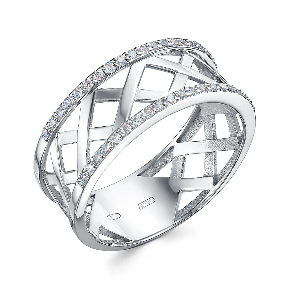 Кольцо, серебро, 925 проба, фианит