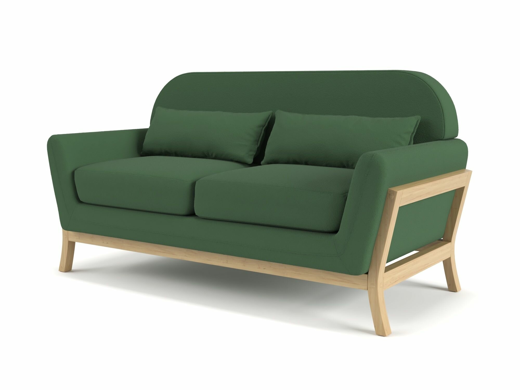 Маленький диван Arsko Эдди зеленый-сосна, велюр, в гостиную, в прихожую, на балкон, на ножках, скандинавский лофт