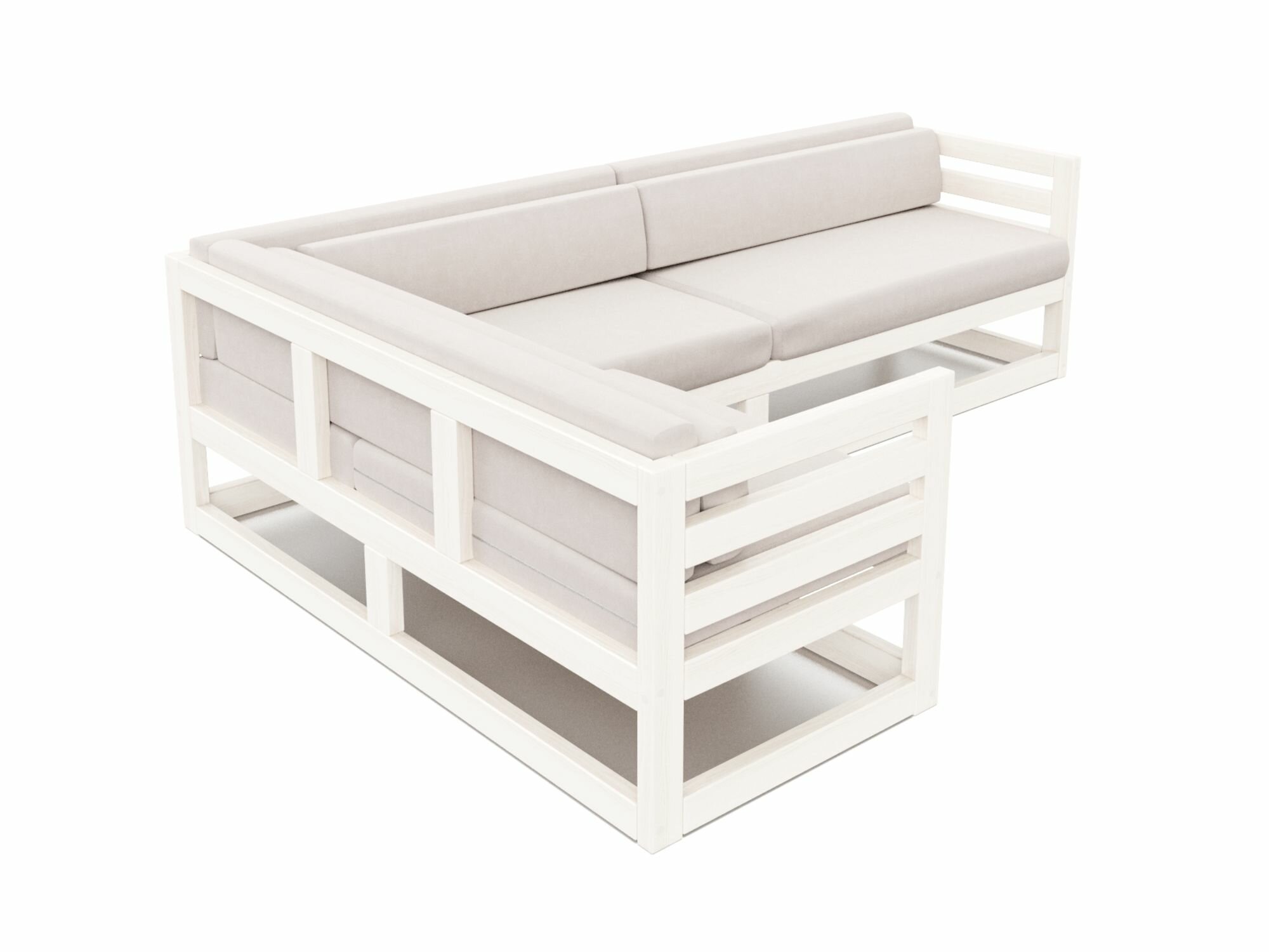 Большой угловой диван Arsko Магнус-У левый, серый-беленый дуб, вельвет, массив дерева, офисный, садовый, для кафе и бара