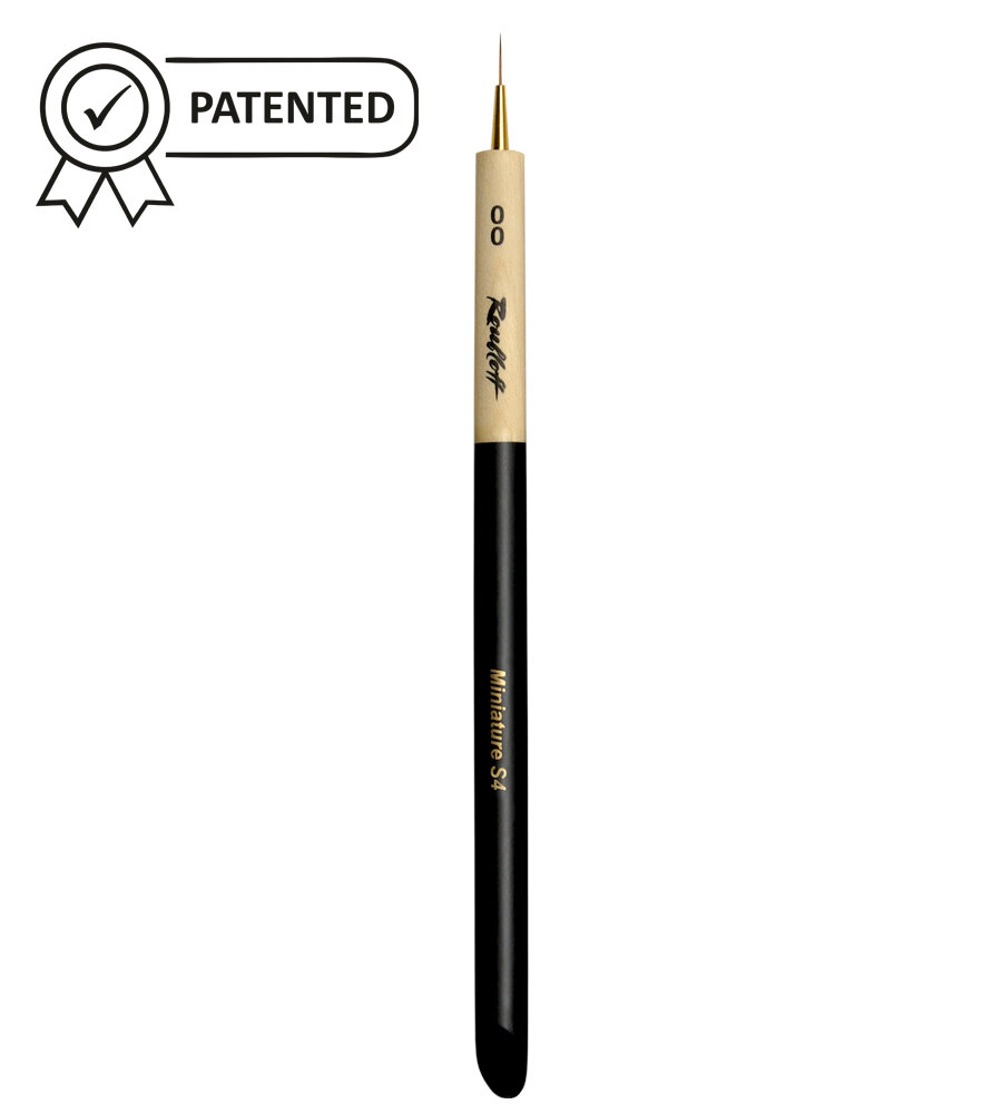 Кисть Roubloff Миниатюра синтетика имитация колонка лайнер №00 ручка скошенная утолщенная серия Miniature S4
