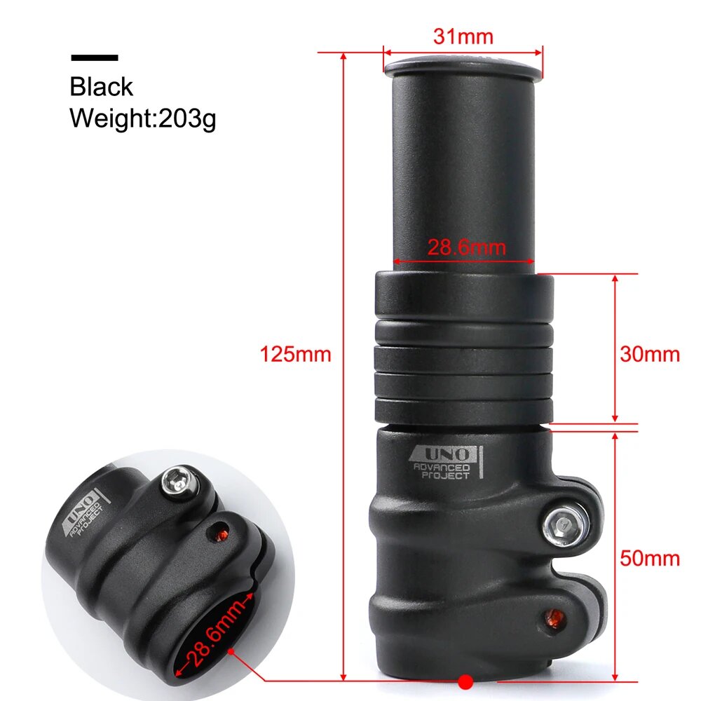 Удлинитель руля Kalloy UNO 120 мм черный/золотой/красный/синий Черный, black stem riser