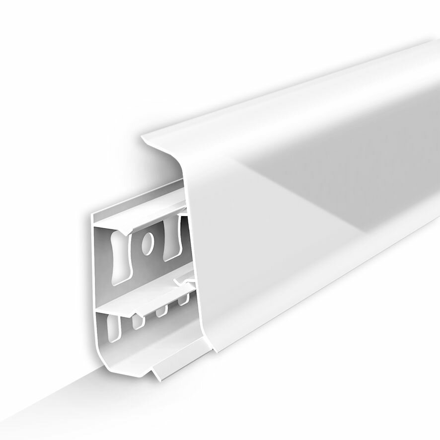 Плинтус Ideal Deconika, влагостойкий, мягкий край, с кабель-каналом, 55х22х2200 мм