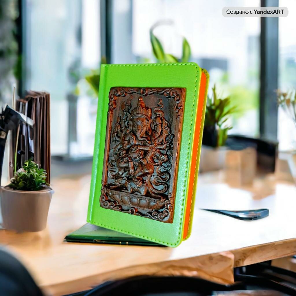 Ежедневник блокнот недатированный с барельефом бога Ганеша , А6, 100х150, Мастерская Символов