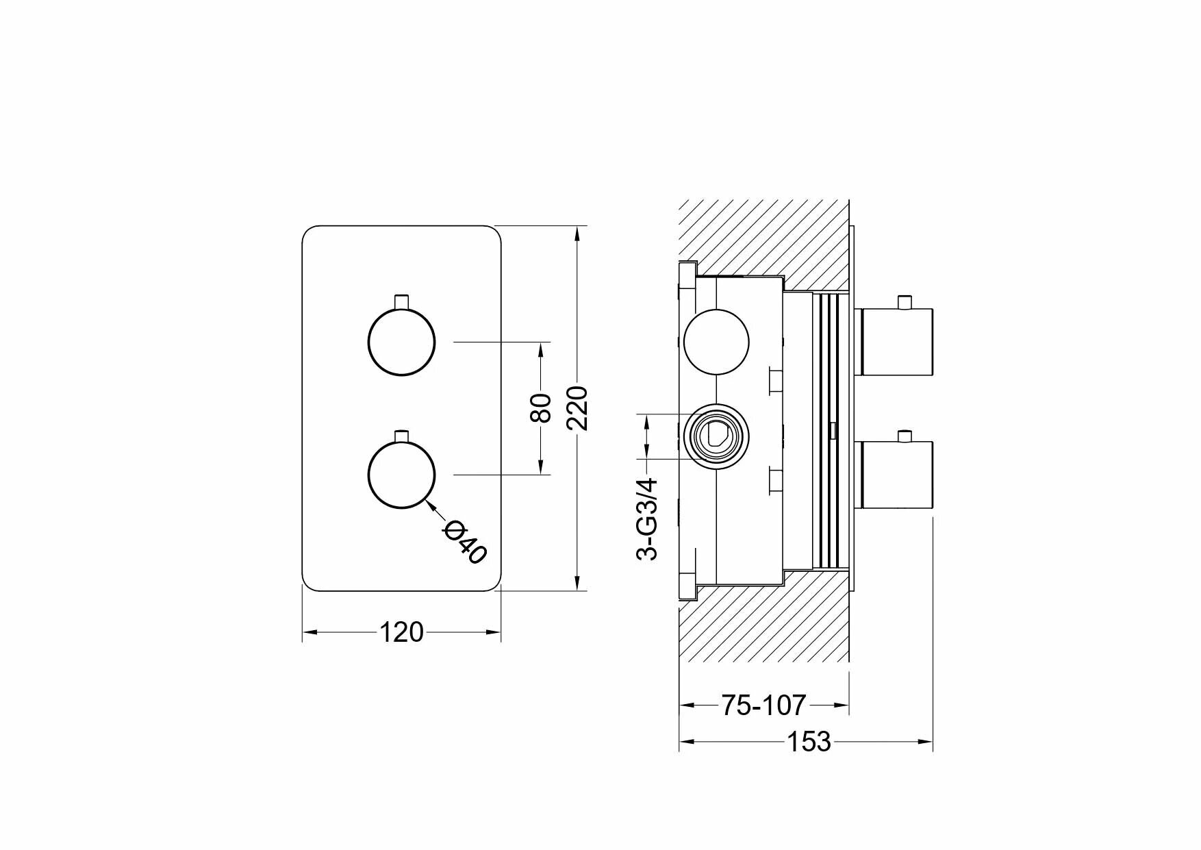 Смеситель для душа AQUATEK европа термостатический (вн.+ скр. часть) матовый черный AQ1391MB