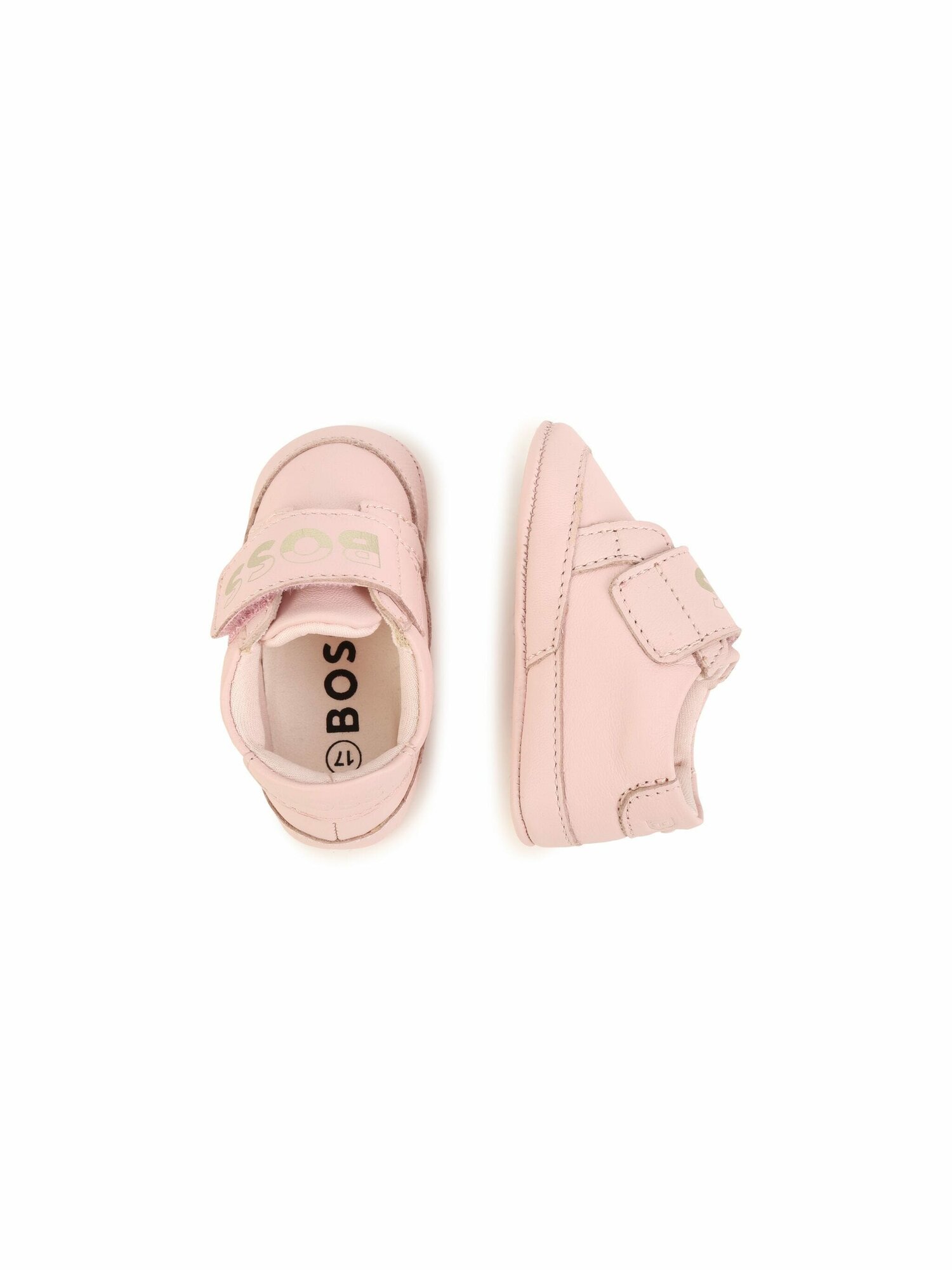 Шлёпанцы BOSS Logo-lettering leather slippers, размер 17, розовый — фото 1