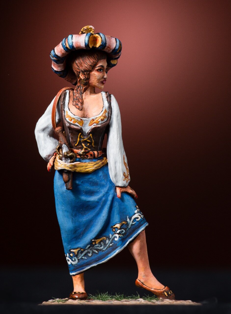 Оловянная миниатюра Заигрывающая маркитантка (2.2-040)