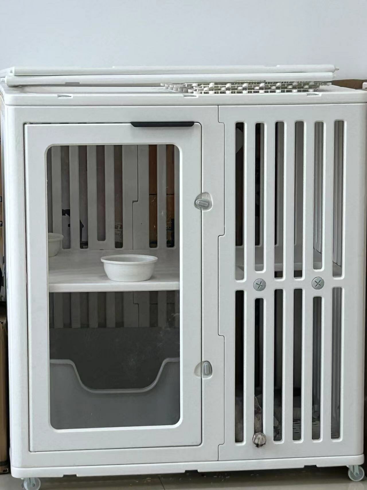 Двухэтажная кошачья клетка Claw Villa Source, с наполнителем, белая