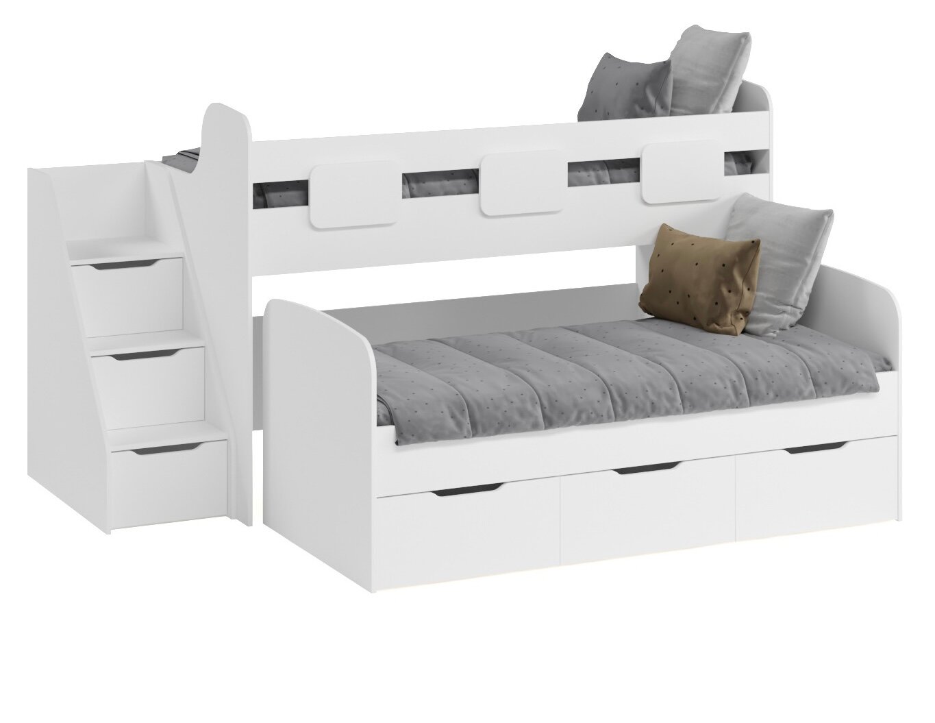 Кровать двухъярусная Городок (цвет белый)