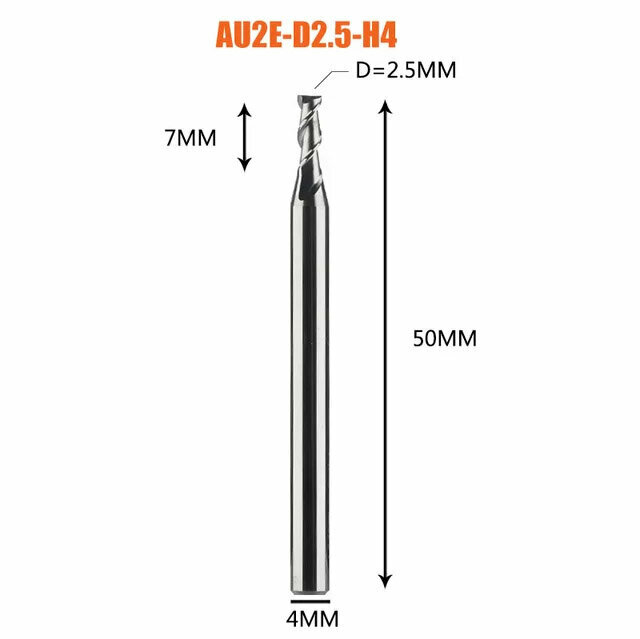 Dreanique двухзаходная фреза по алюминию для чпу (2.5х7х50х4 Z2) AU2E-D2.5-H4 39692