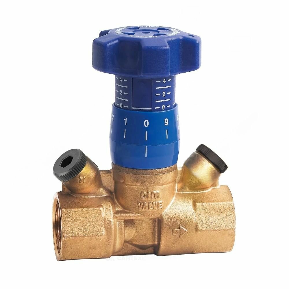 Клапан балансировочный ручной латунь 787R Ду 15 Rp1/2" Ру25 ВР Kvs 1.75м3/ч без ниппелей Cimberio CIM 787R 12