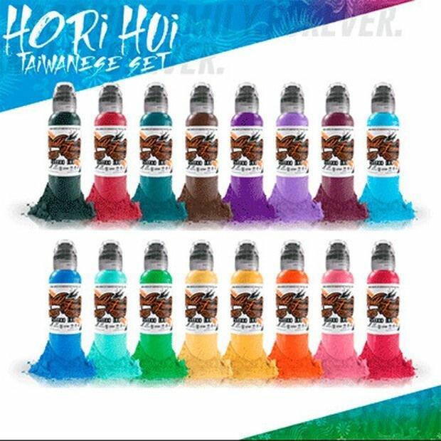 Набор тату красок World Famous HORI HUI TAIWANESE INK SET (16 шт по 30 мл)