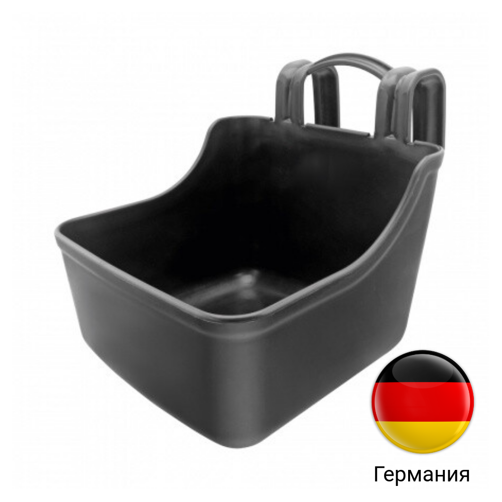 Навесная кормушка Suevia, для КРС, коз, лошадей, овец, 12 л, черная, пластик