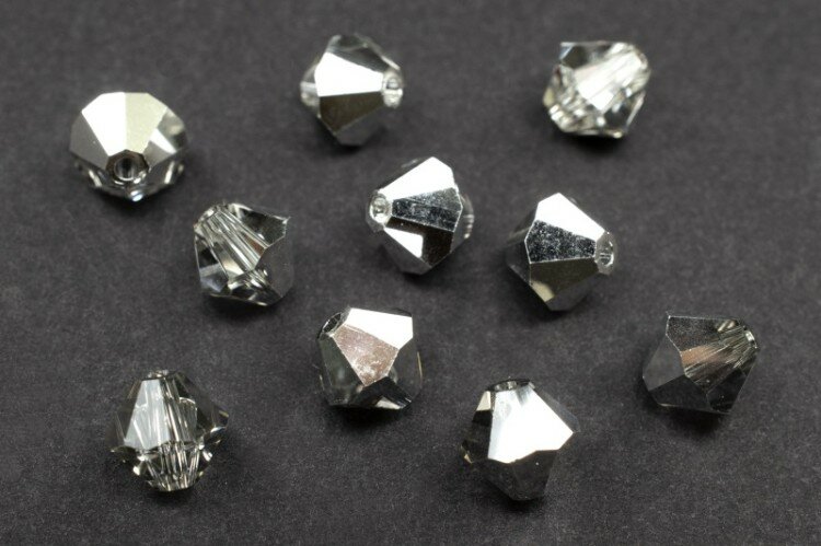 Бусины биконусы хрустальные 6мм, цвет CRYSTAL LABRADOR HALF, 747-018, 10шт