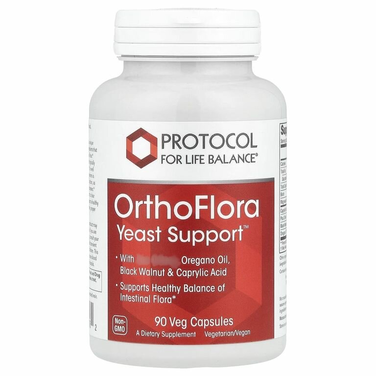 Protocol for Life Balance, OrthoFlora Yeast Support, поддержка здоровой кишечной флоры, 90 капсул
