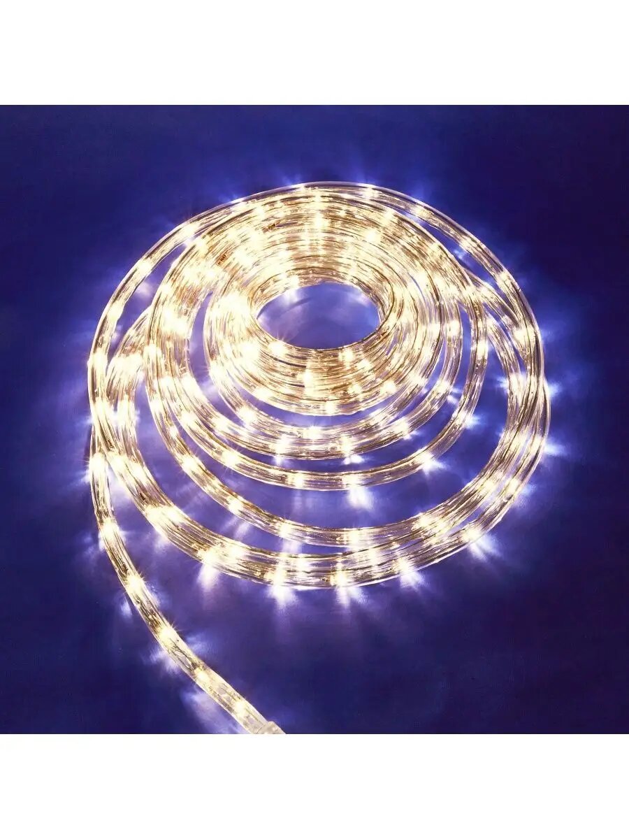 Гирлянда светодиодная Дюралайт. 8м. С контроллером. Теплый белый свет. IP44, Провод прозрачный, Uniel