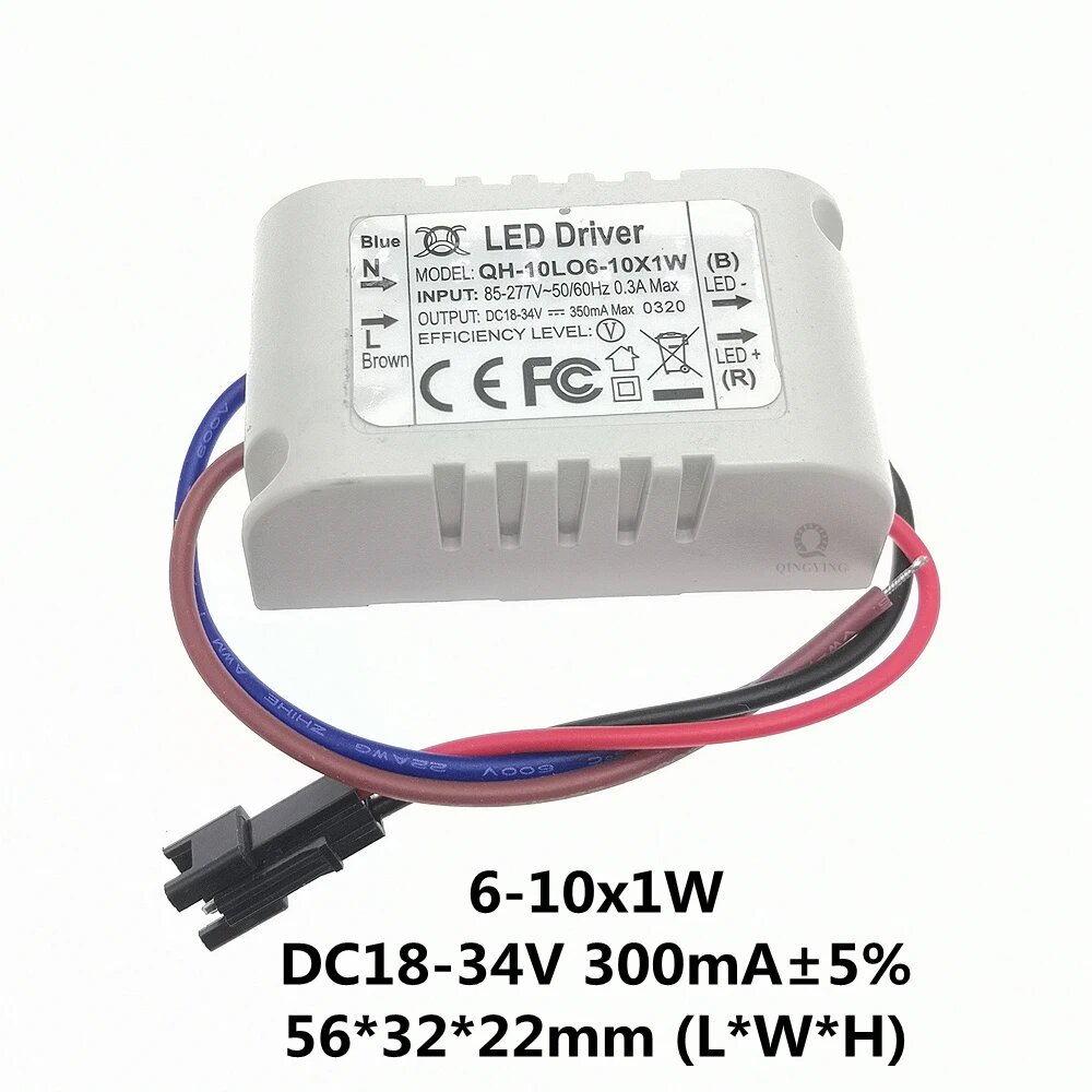 Трансформатор QINGYING для светодиодных ламп Белый, Box-6-10x1W