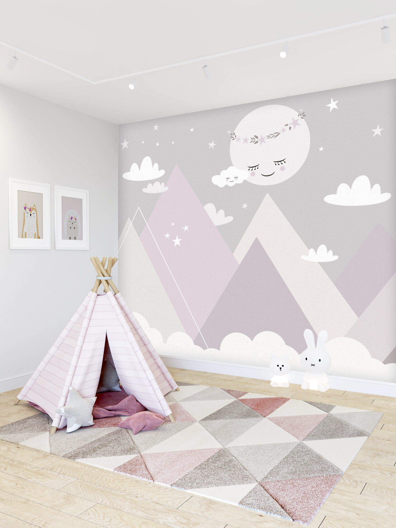 Фотообои детские "Горы ночь" на стену, в зал, гостиную, спальню, на кухню, детскую 300 см x 270 см