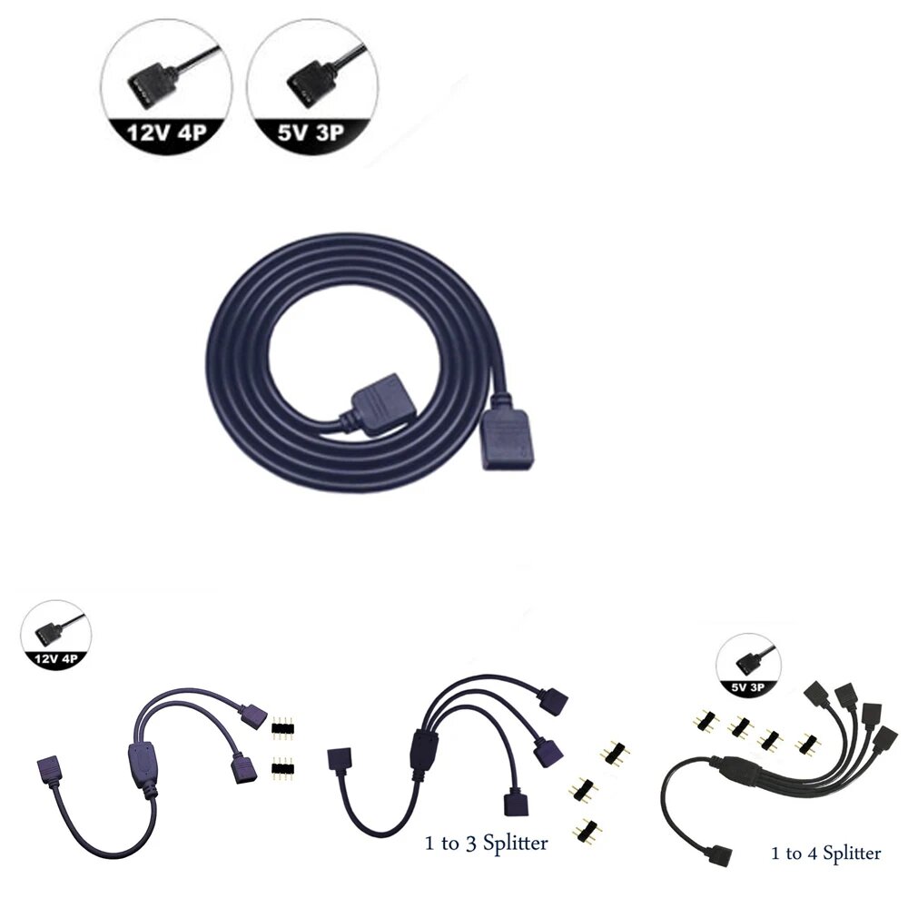 RGB разветвитель кабеля для светодиодной ленты 5V 3PIN, 1 to 3 Splitter
