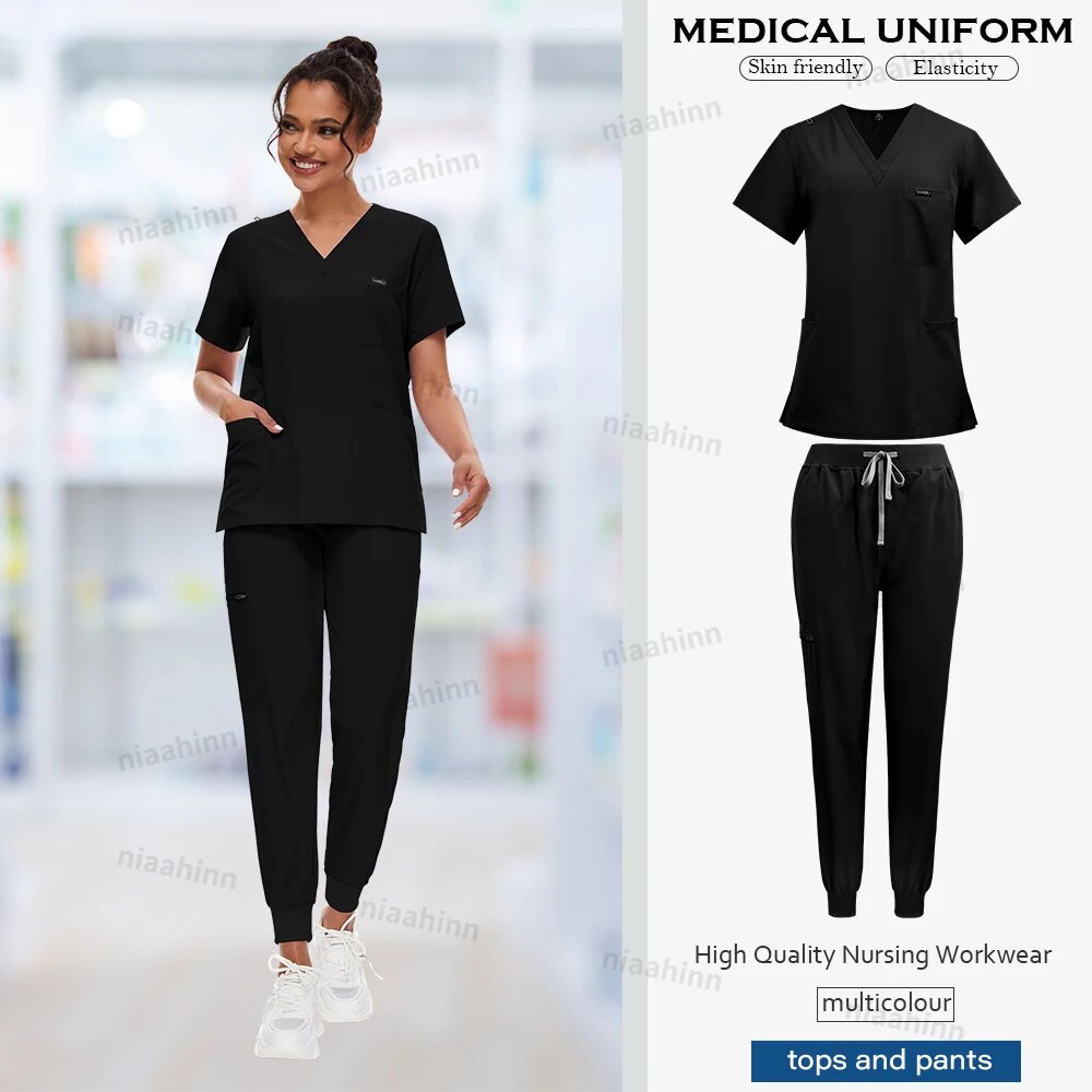 Медицинский костюм NiaaHinn NH42122-20240506-1 Черный, L, Black
