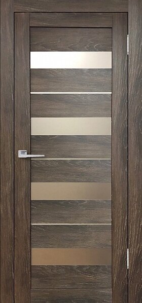 Межкомнатная Дверь Verda Бавария 02 ПВХ Дуб Шале Корица со Стеклом Сатинато 2000х700мм (Полотно 1шт) / Верда.